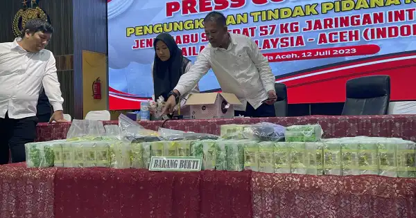 Polda Aceh Ungkap Narkotika Jaringan Internasional, Bukti 57 Kg Sabu