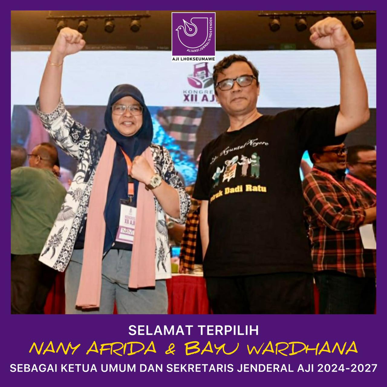 Nany Afrida dan Bayu Wardhana Pimpin AJI Periode 2024-2027