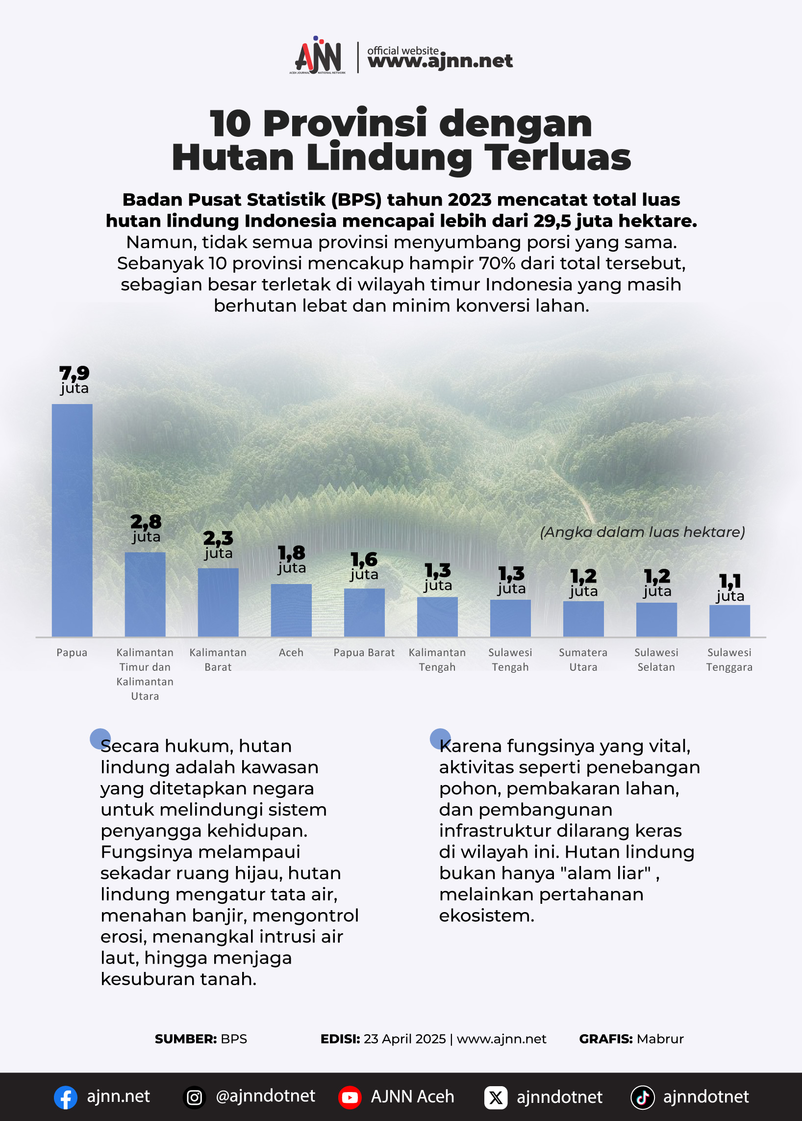 10 Provinsi dengan Hutan Lindung Terluas