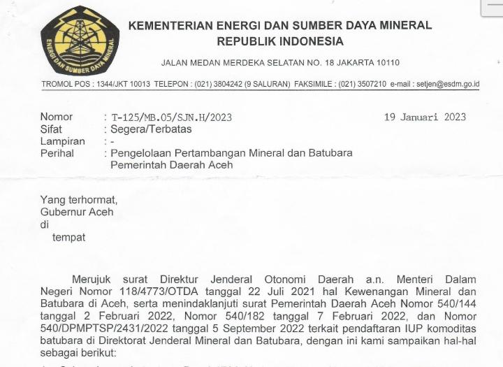 Terkait Surat Kementerian ESDM, MTA: Kita akan Konsultasi sesuai Arahan